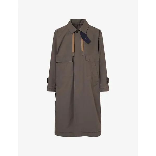 Sacai Weathercloth Longline Woven Coat - Khaki