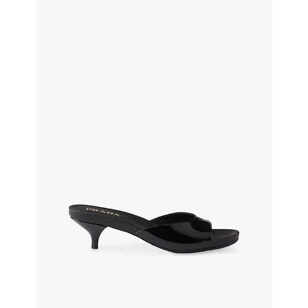 Prada Patent 45 Leather Mules - Black