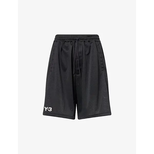 Y3 Logo-print Perforated Woven Shorts - Black