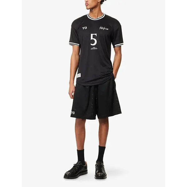 Y3 Logo-print Perforated Woven Shorts
