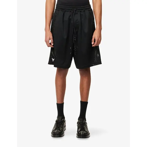 Y3 Logo-print Perforated Woven Shorts