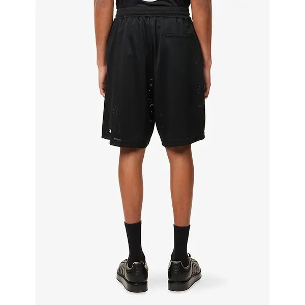 Y3 Logo-print Perforated Woven Shorts