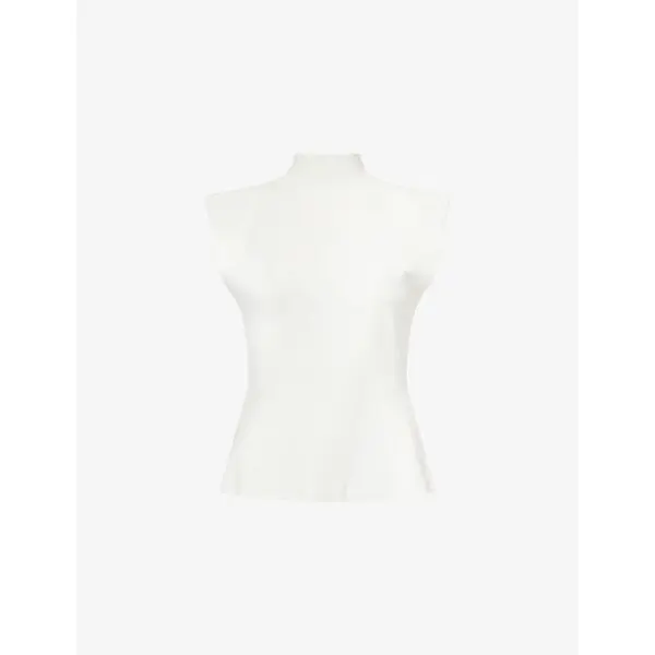 Veronica Beard Seraphine Sleeveless Knitted Peplum Top - Off White