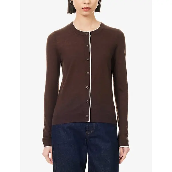 ME+EM Slim-fit Merino-wool And Cashmere-blend Cardigan - Warm Chocolate/soft