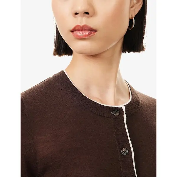 ME+EM Slim-fit Merino-wool And Cashmere-blend Cardigan - Warm Chocolate/soft