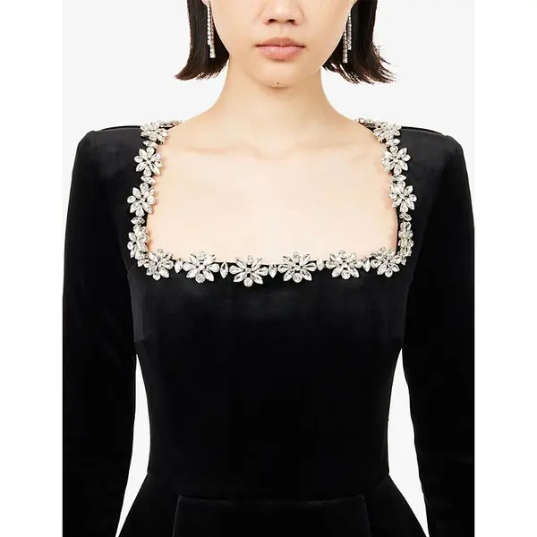nadine merabi kimberly black dress Embellished Velvet Mini - York Satin Mini Dress atf-oc-10.16.24 Size:2 Years hugging fit