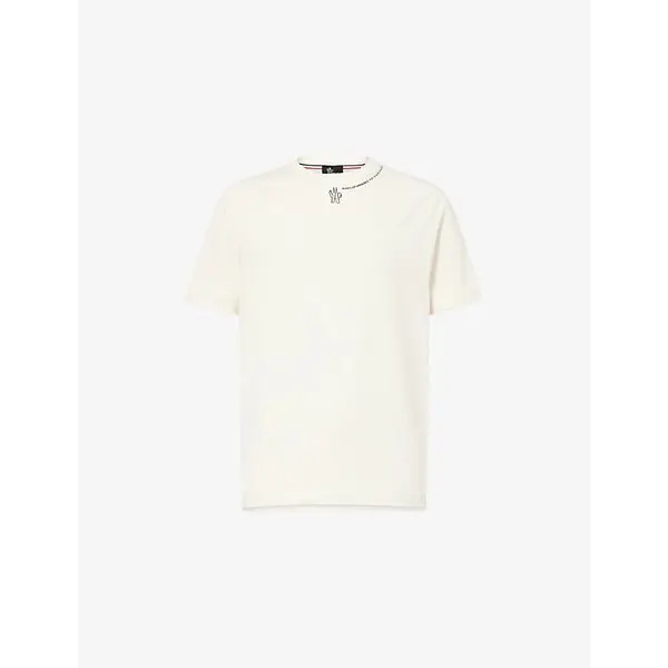 Moncler Text-print Relaxed-fit Cotton T-shirt - Cream