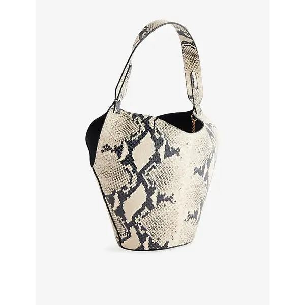 Khaite Lotus Mini Python-embossed Leather Tote Bag