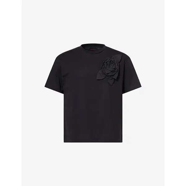 Simone Rocha Pressed Rosette Cotton T-shirt - Black