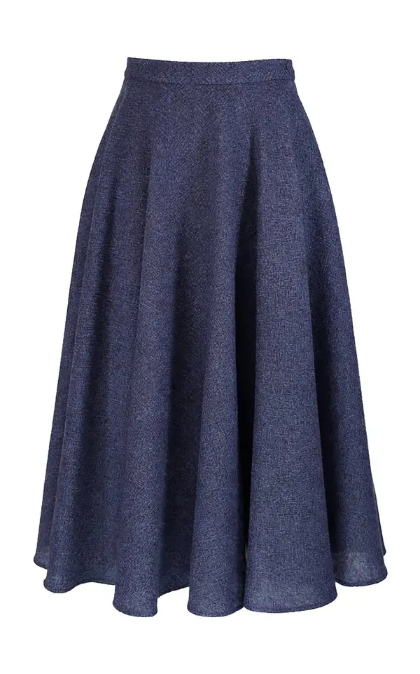 Lena Hoschek Catherine Virgin Wool Midi Skirt - Blue