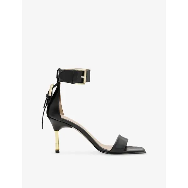 ALLSAINTS Noir Leather Heeled Sandals - Black