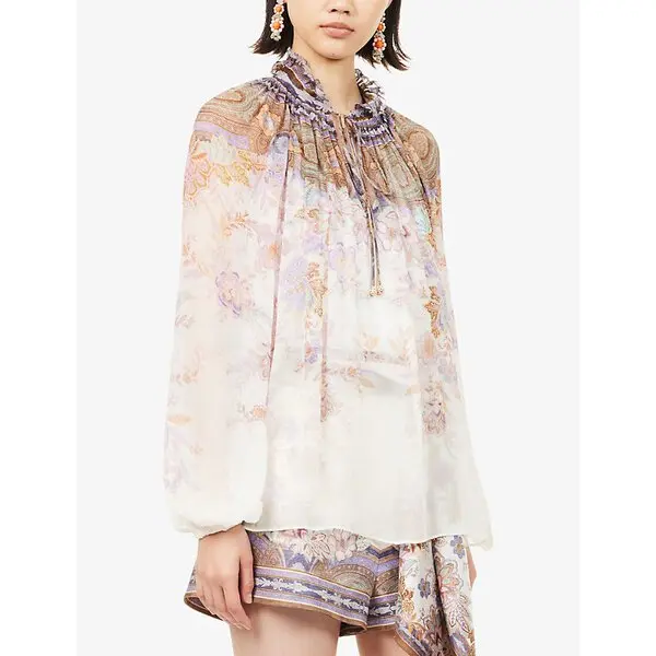 Zimmermann Luna Printed Woven Blouse