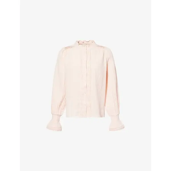 ME+EM Pleat Summer Cheesecloth Cotton Blouse - Blush Pink