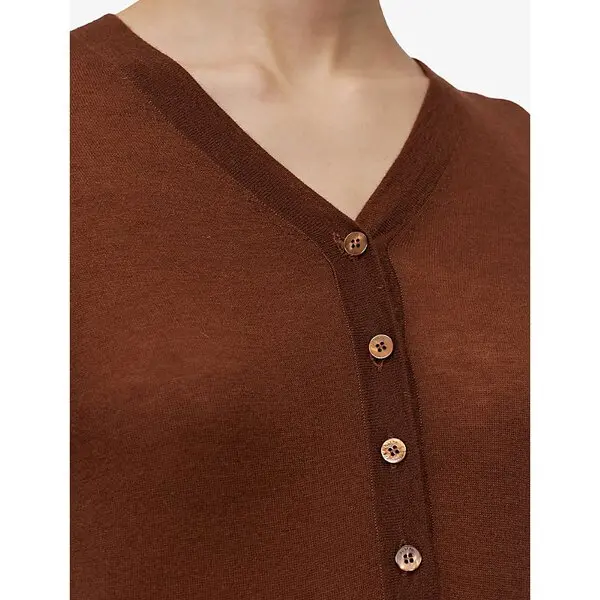 JOSEPH Gillies Button-neck Cashmere Top
