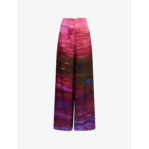 ROKSANDA Areneau Printed Silk Trouser - Brush Cassis Fushcia