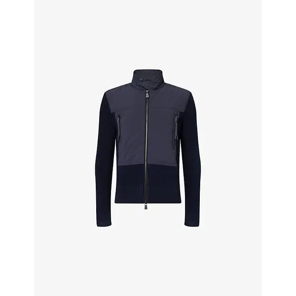 Moncler Funnel-neck Cotton-contrast Cardigan - Navy