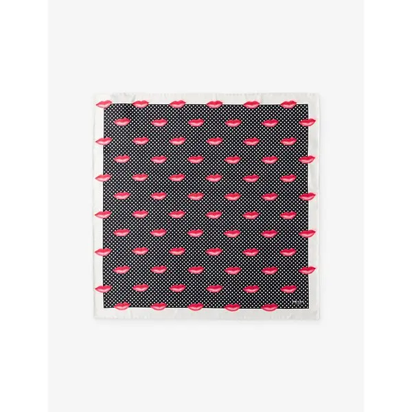 Prada Lips-print Silk-twill Scarf - Black