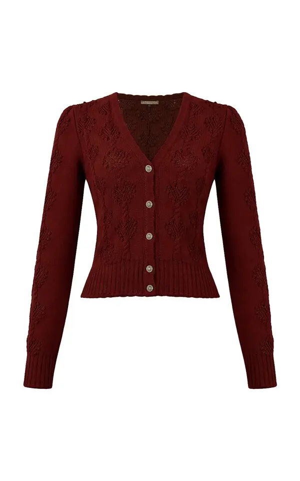 Lena Hoschek Dorothea Virgin Wool Cardigan - Red