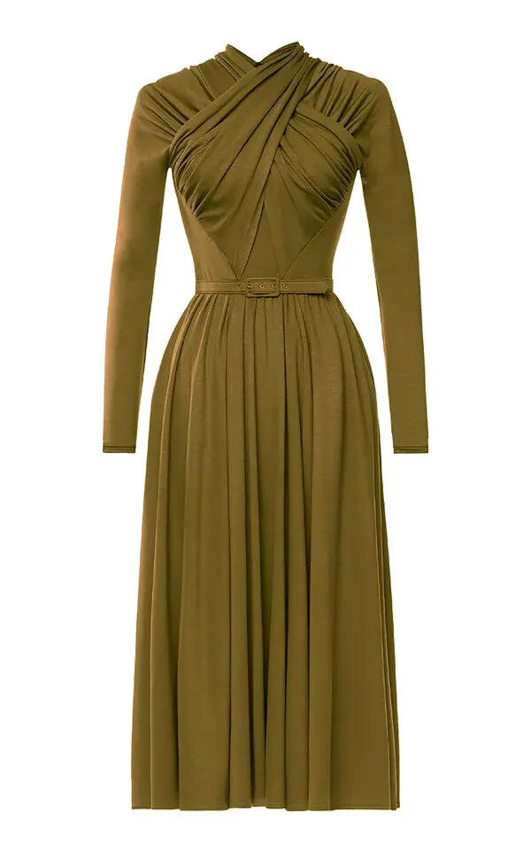 Lena Hoschek Grace Bamboo Blend Midi Dress - Gold