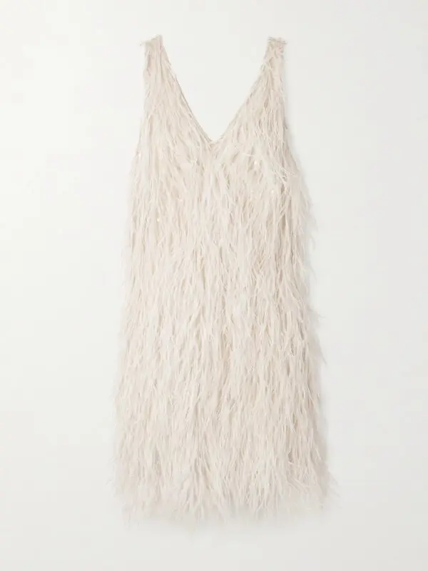 TWP Embellished Mesh Mini Dress - Ivory