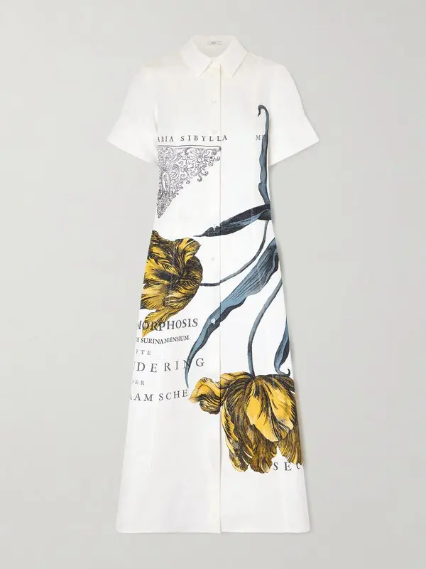 Erdem Floral-print Cotton-blend Shirt Dress - White