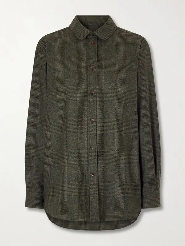 Loro Piana Thea Penny Prince Of Wales Checked Wool And Cashmere-blend Flannel Shirt - Green