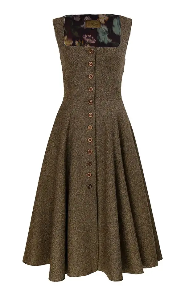 Lena Hoschek Courage Virgin Wool Midi Dress - Brown