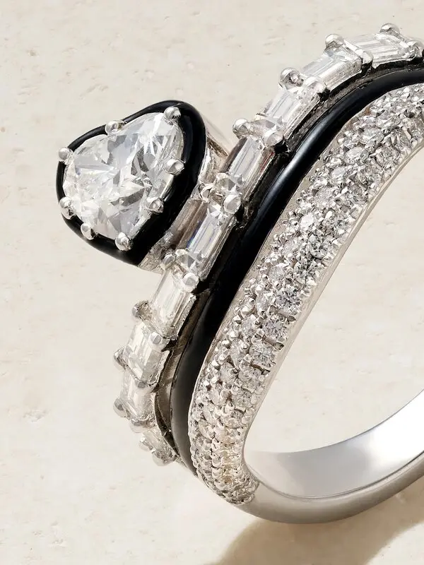 KAMYEN Heart Diamond And Enamel Ring
