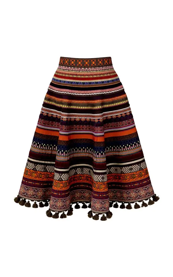Lena Hoschek Swing Ribbon Midi Skirt - Burgundy