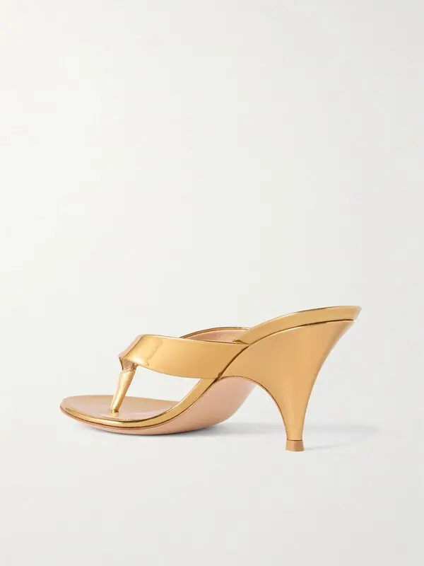 GIANVITO ROSSI Sofia 70 Mirrored-leather Thong Sandals - Gold