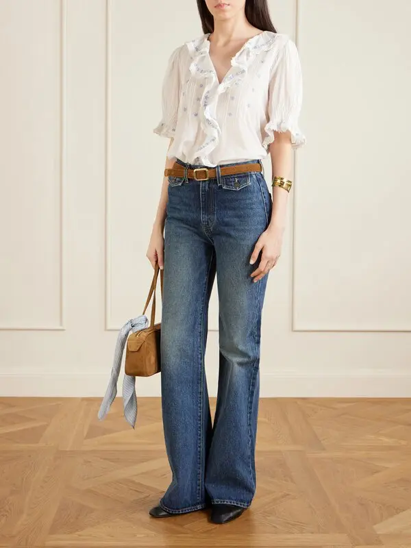 DÔEN Hettie Lace-trimmed Embroidered Organic Cotton-voile Blouse - White