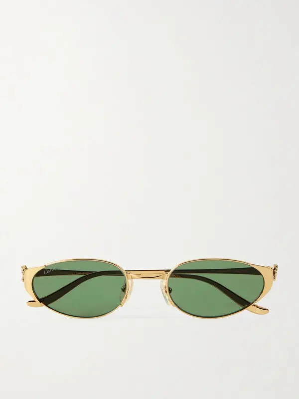 CARTIER Panthère De Oval-frame -tone Sunglasses - Gold