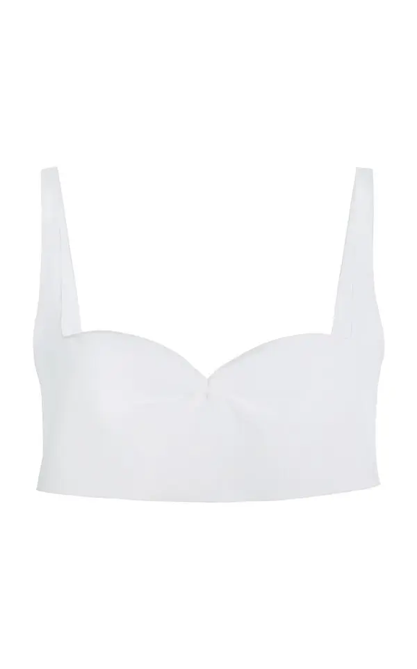 Prada Silk Crepe De Chine Cropped Bustier Top - White