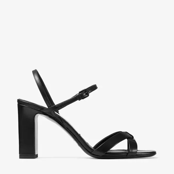 JIMMY CHOO Elsy Block Heel 85 Nappa Leather Sandals - Black