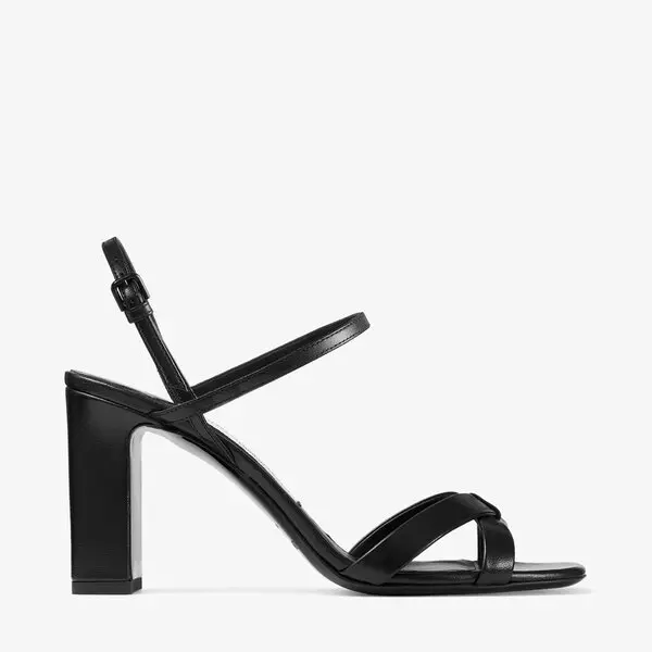 JIMMY CHOO Elsy 85 Nappa Leather Sandals - Black