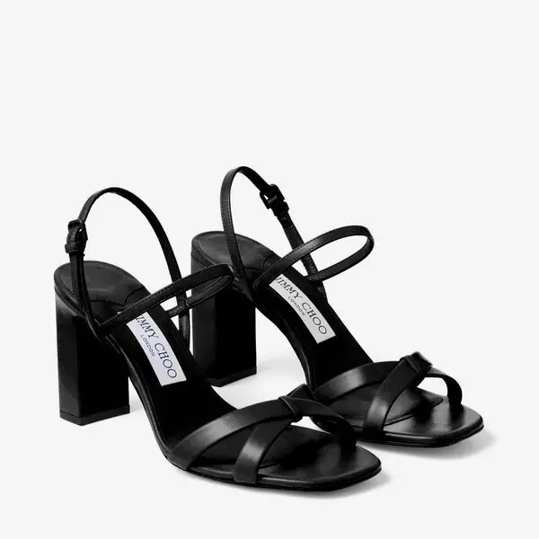 JIMMY CHOO Elsy 85 Nappa Leather Sandals - Black
