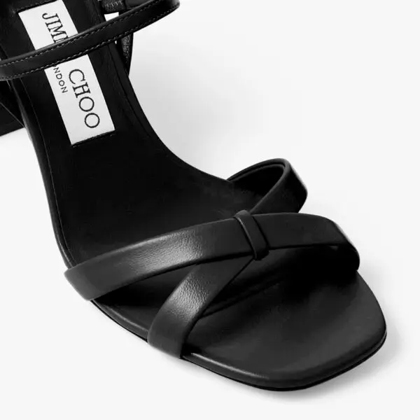 JIMMY CHOO Elsy 85 Nappa Leather Sandals - Black