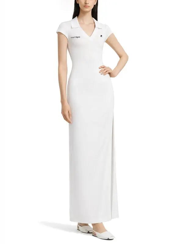 COURREGES Long Sports Shirt Dress - White