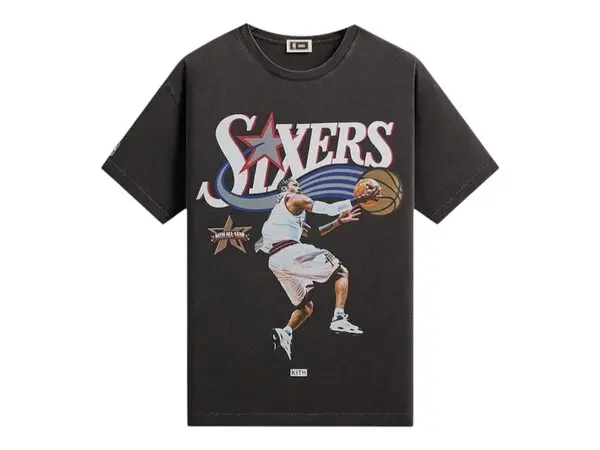 Kith Nba Allstar Philadelphia 76ers Allen Iverson Vintage Tee Shirt - Black