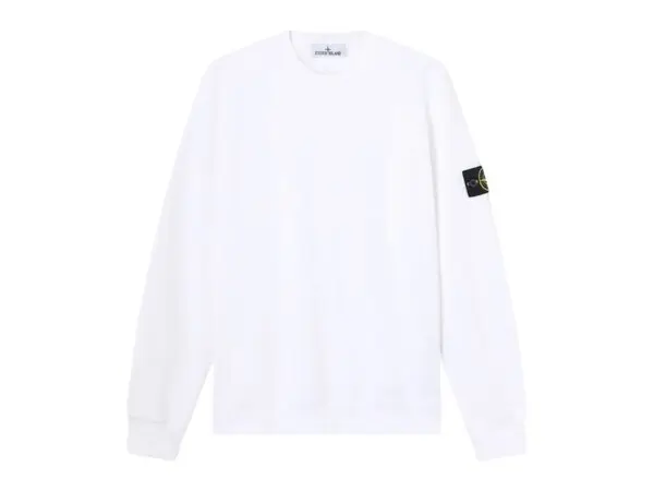 Stone Island 6100060 Organic Cotton Fleece Crewneck Sweatshirt - White