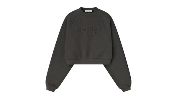 Fear Of God Essentials Embossed 90's Raglan Crewneck Sweatshirt - Charcoal Heather