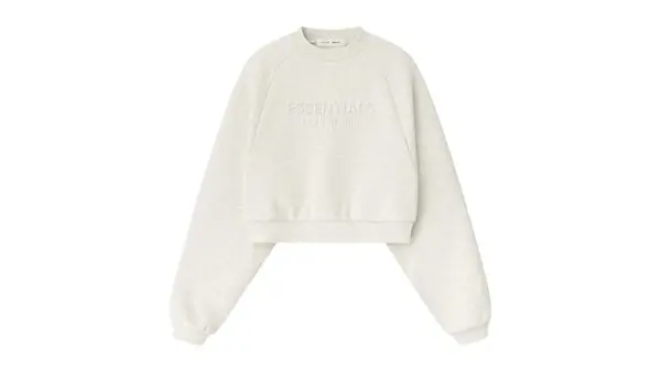 Fear Of God Essentials Embossed 90's Raglan Crewneck Sweatshirt - Oatmeal Heather