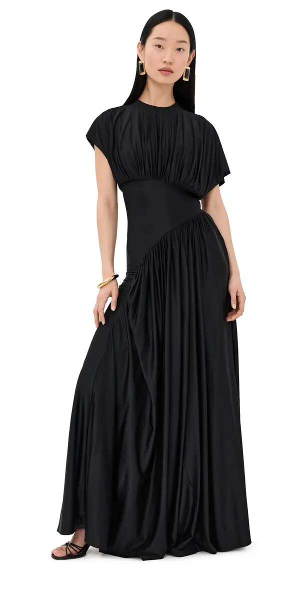 Rabanne Ruched Maxi Dress - Black