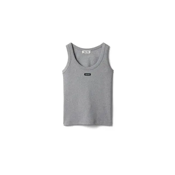 Miu Miu Ribbed Jersey Tank Top - Grey