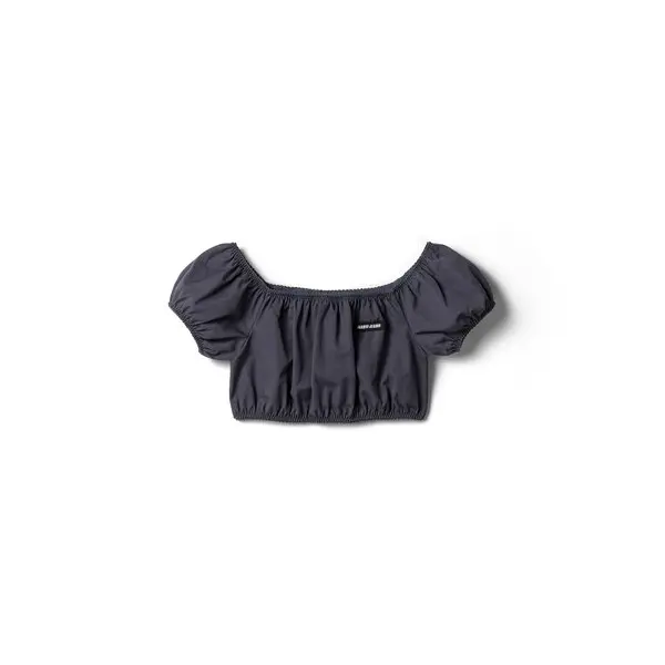 Miu Miu Poplin Crop Top - Smoky Gray