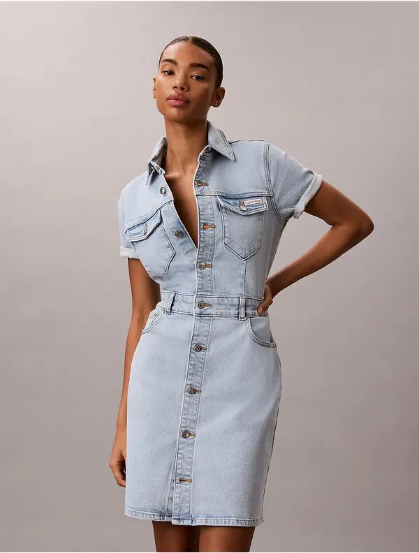 Calvin Klein Denim Mini Trucker Dress - Fairfield