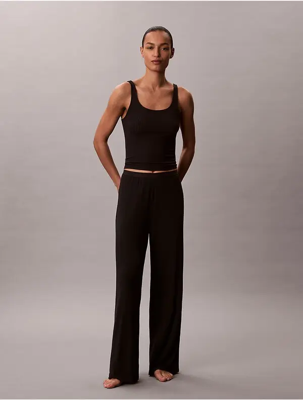 Calvin Klein Modal Stretch Drop Needle Wide Leg Pants - Black