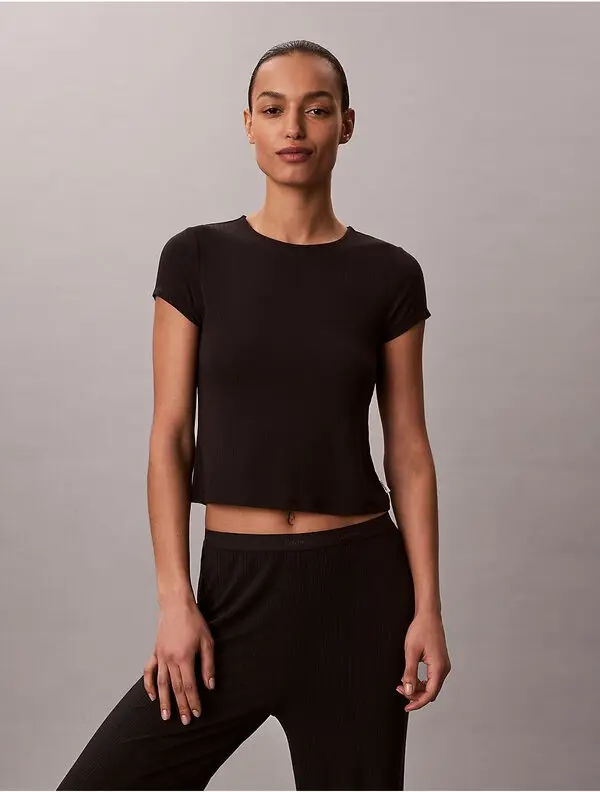 Calvin Klein Modal Stretch Drop Needle Baby Tee - Black