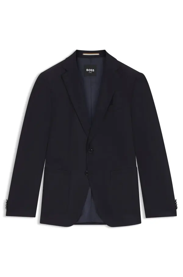 BOSS Patterned Regular-fit Jacket In Virgin Wool