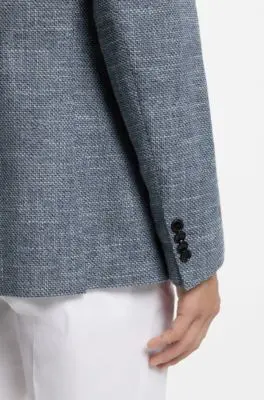 BOSS Patterned Regular-fit Jacket In A Cotton Blend - Dark Blue